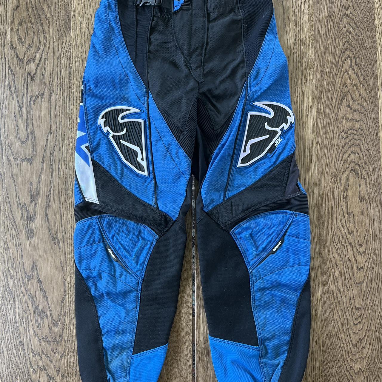 Vintage size Y28 kids motocross pants A blue pair... - Depop