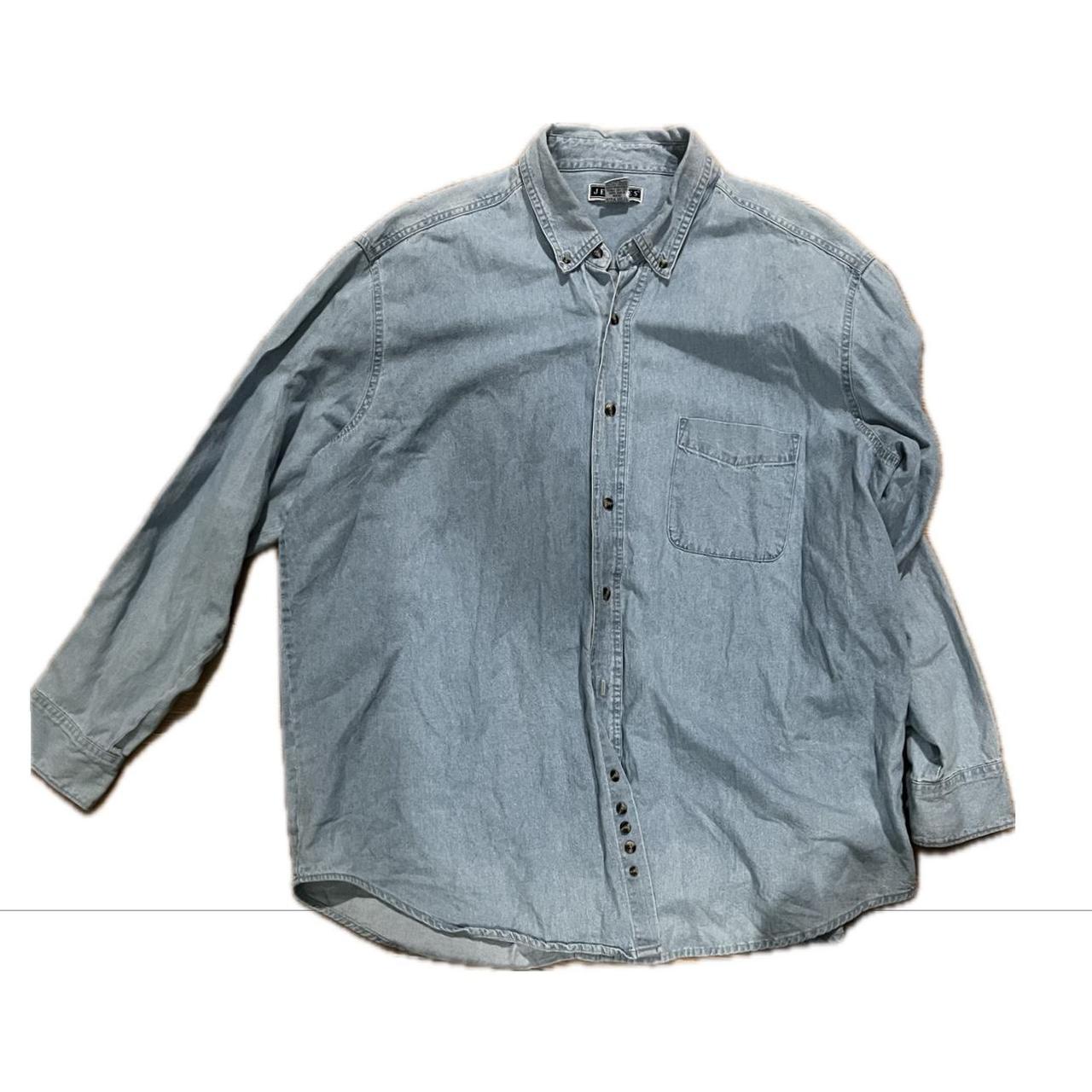 XXL Vintage Jerzees Denim Painted wolf shirt... - Depop