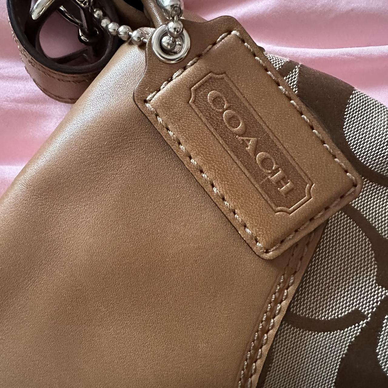 Coach tan Signature Leather Flap bag Real leather... - Depop