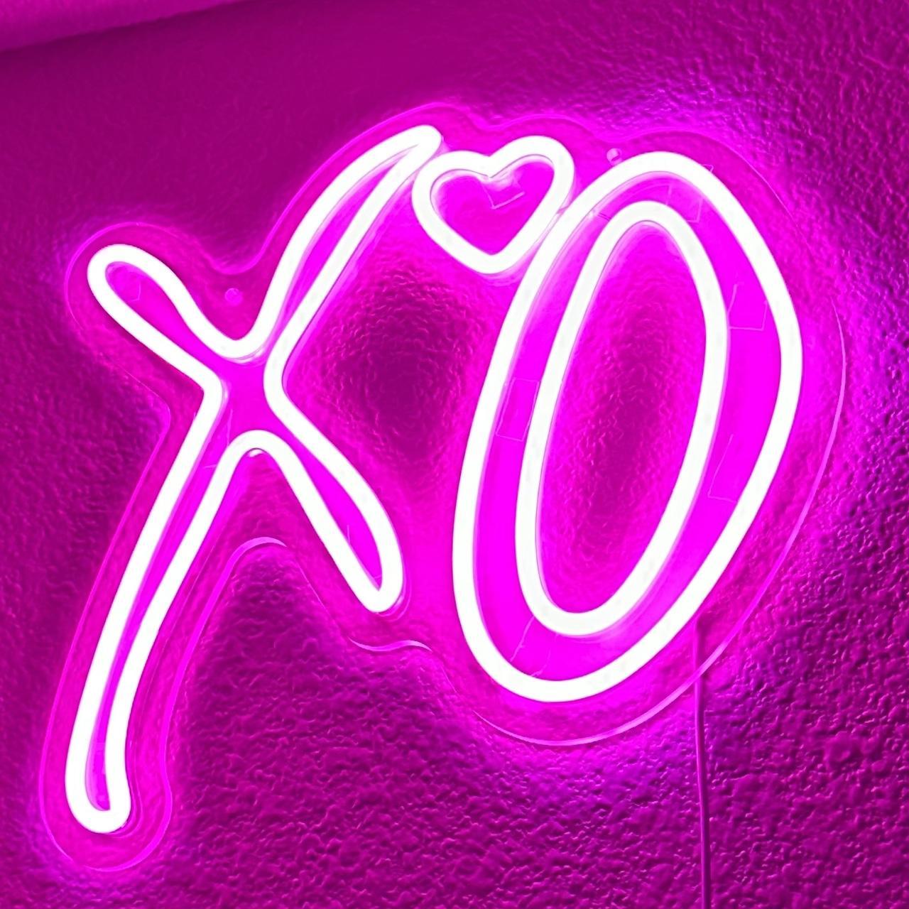 Hot pink XO neon sign light Measurements: 11.4 in... - Depop