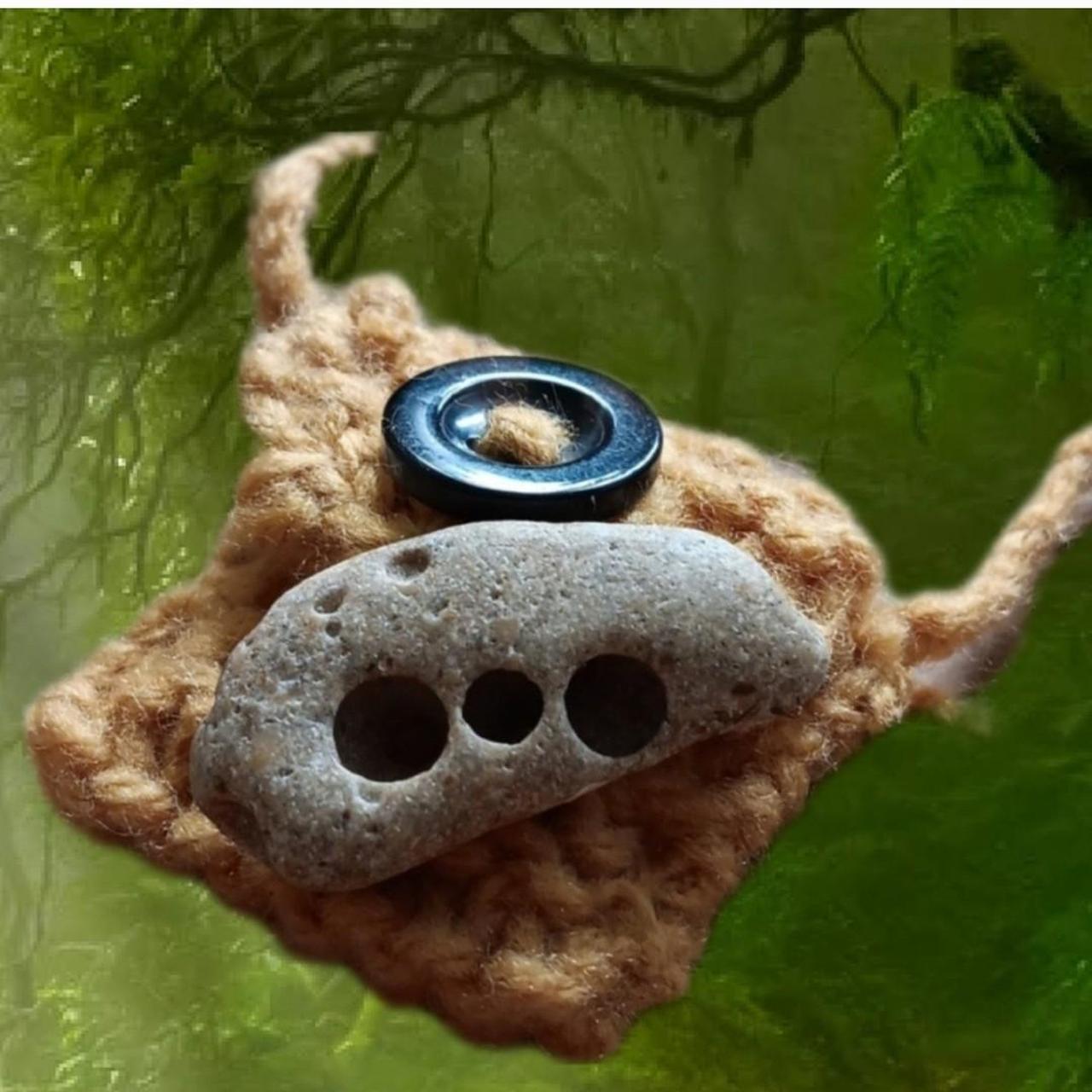 Magical Hag Stone Amulet In Knit Pouch, Adder Stone,... - Depop