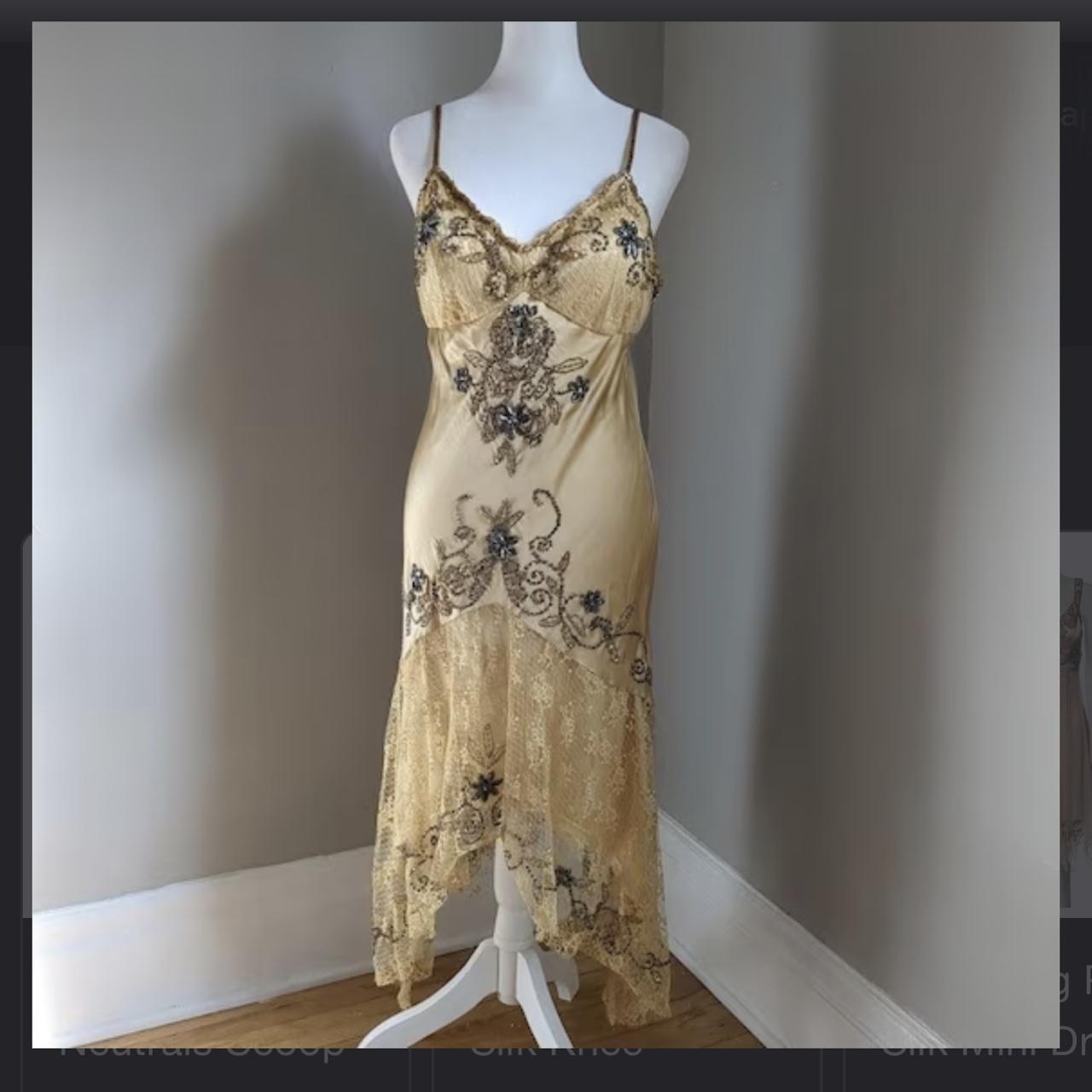 SUE WONG- nocturne gown in green Size 4 Vintage-... - Depop