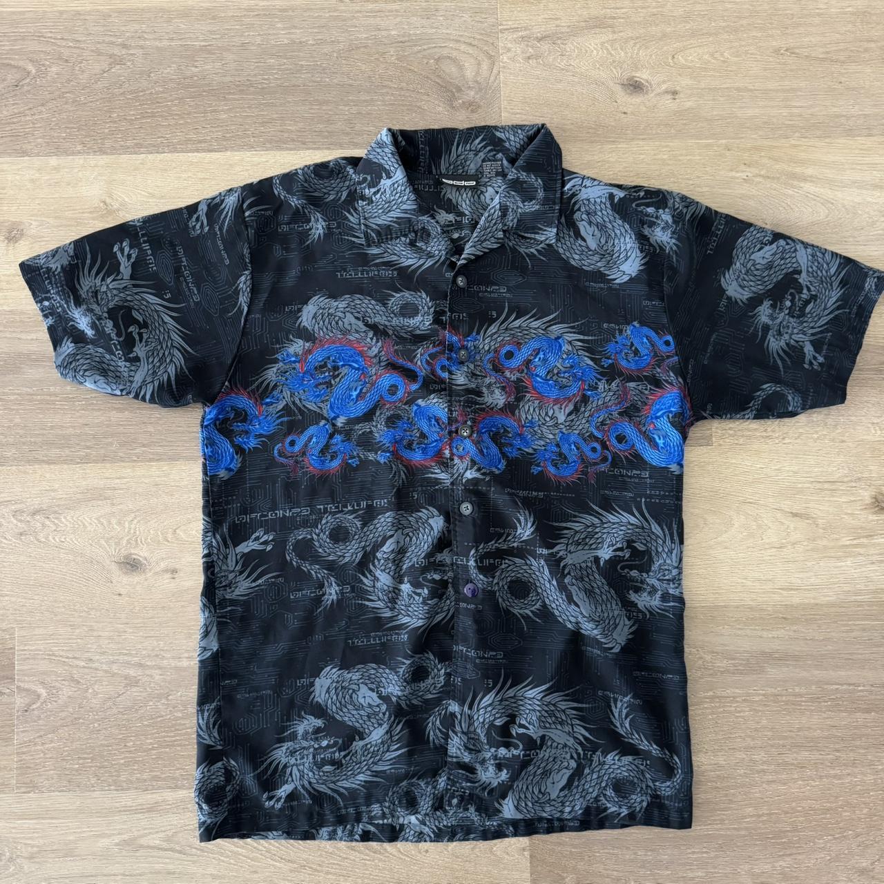 y2k dragon button down shirt Vintage Y2K ODO Shirt... | Depop