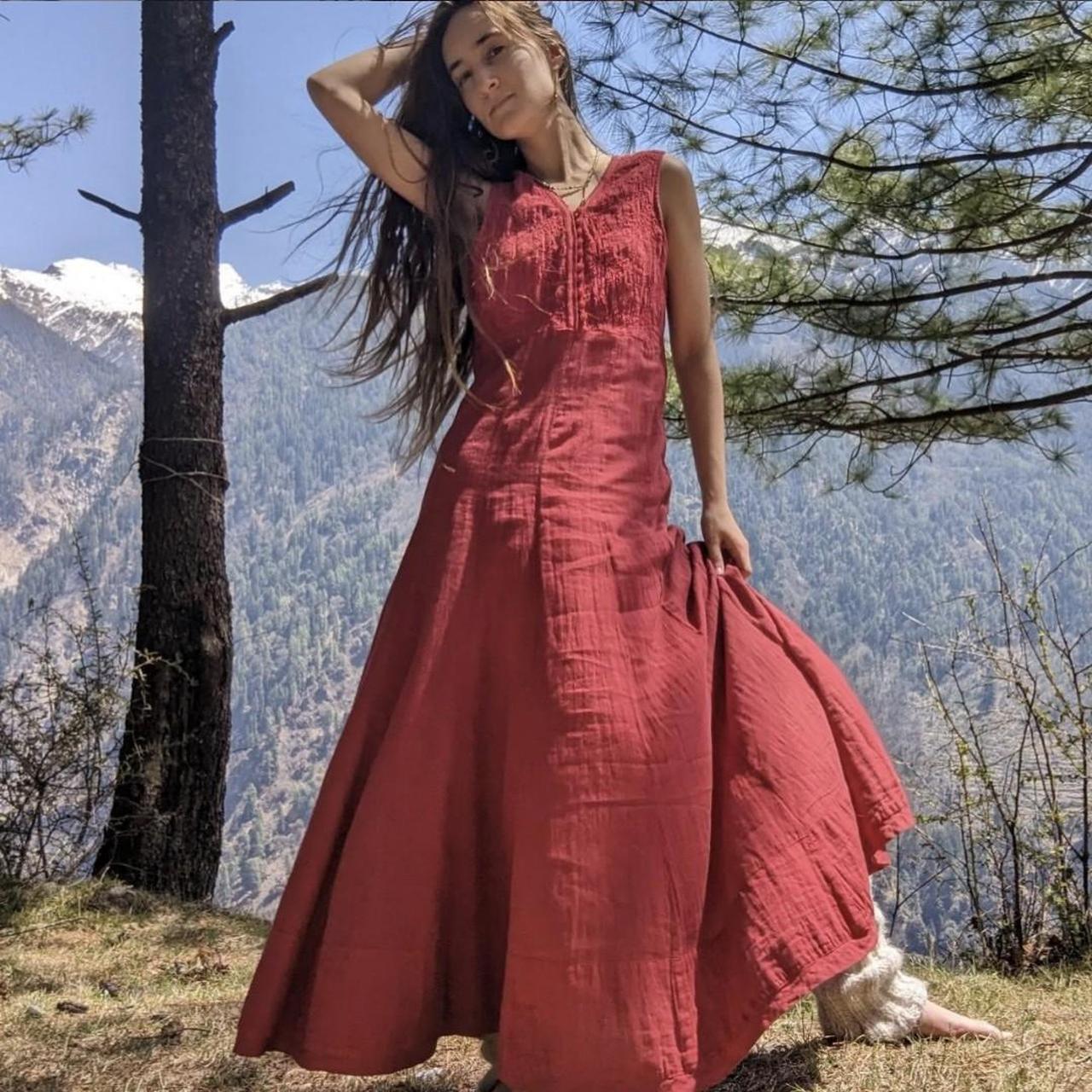 Deep red cotton gauze wander dress🌻 Prices are... - Depop
