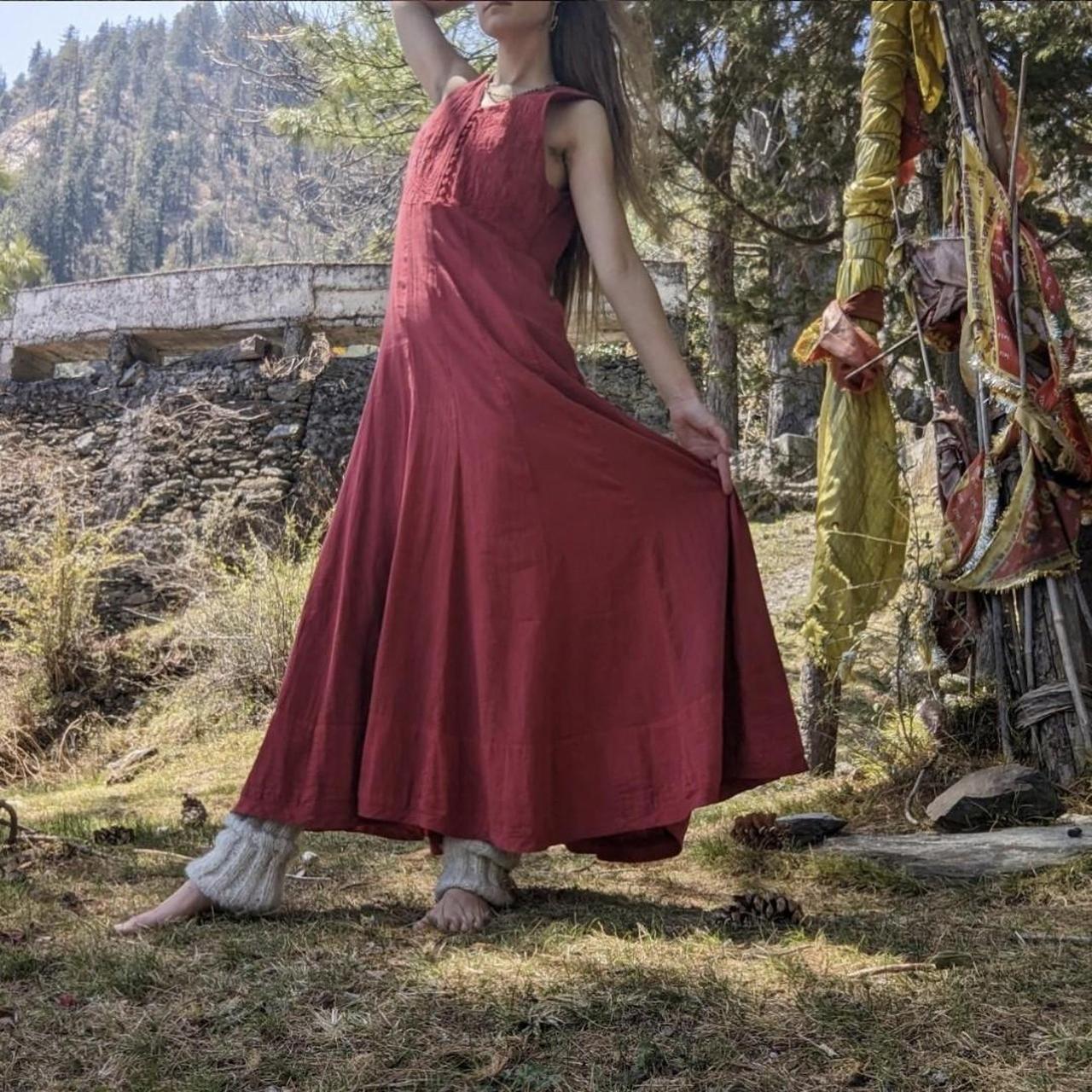 Deep red cotton gauze wander dress🌻 Prices are... - Depop