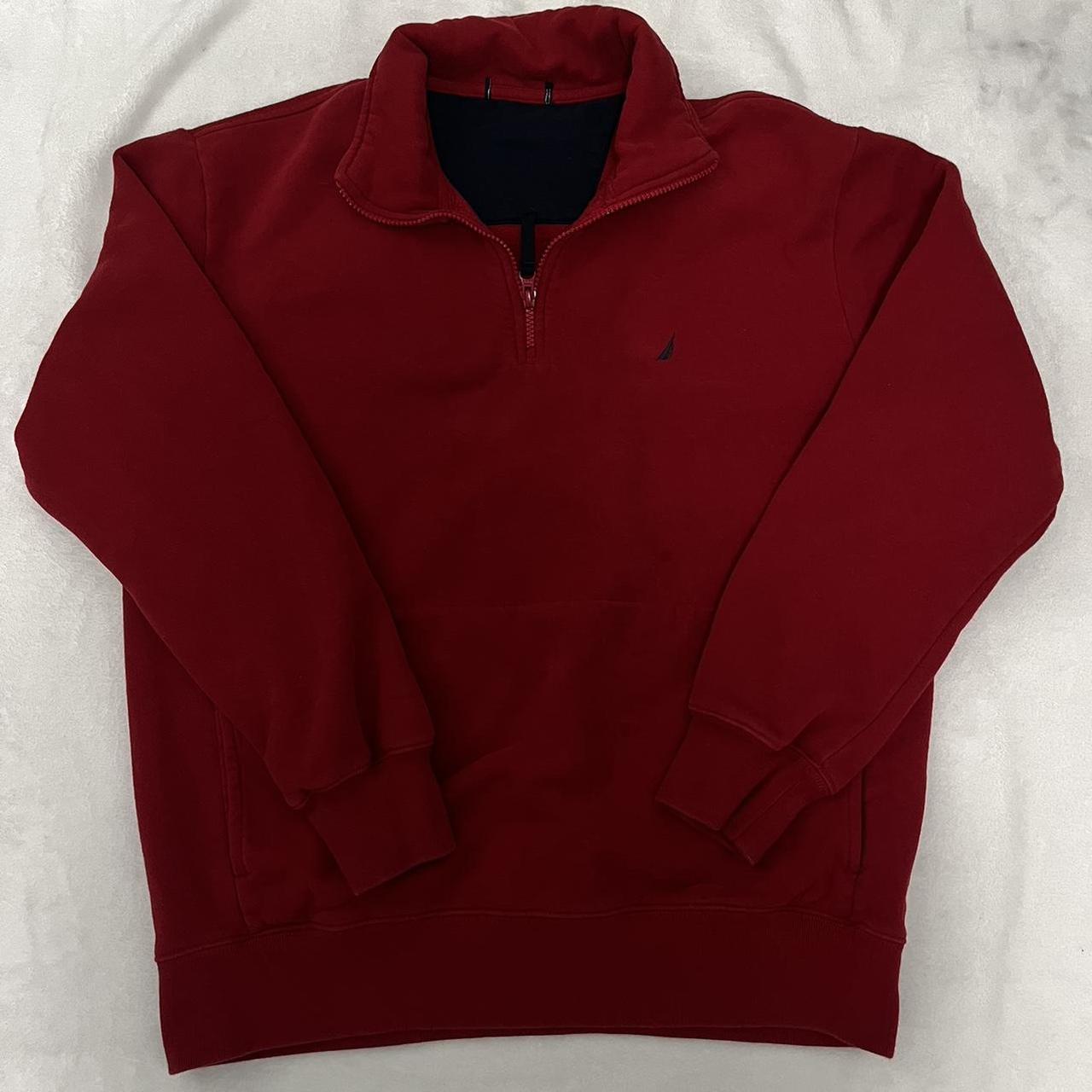 Men’s size large red quarter zip sweater - Depop
