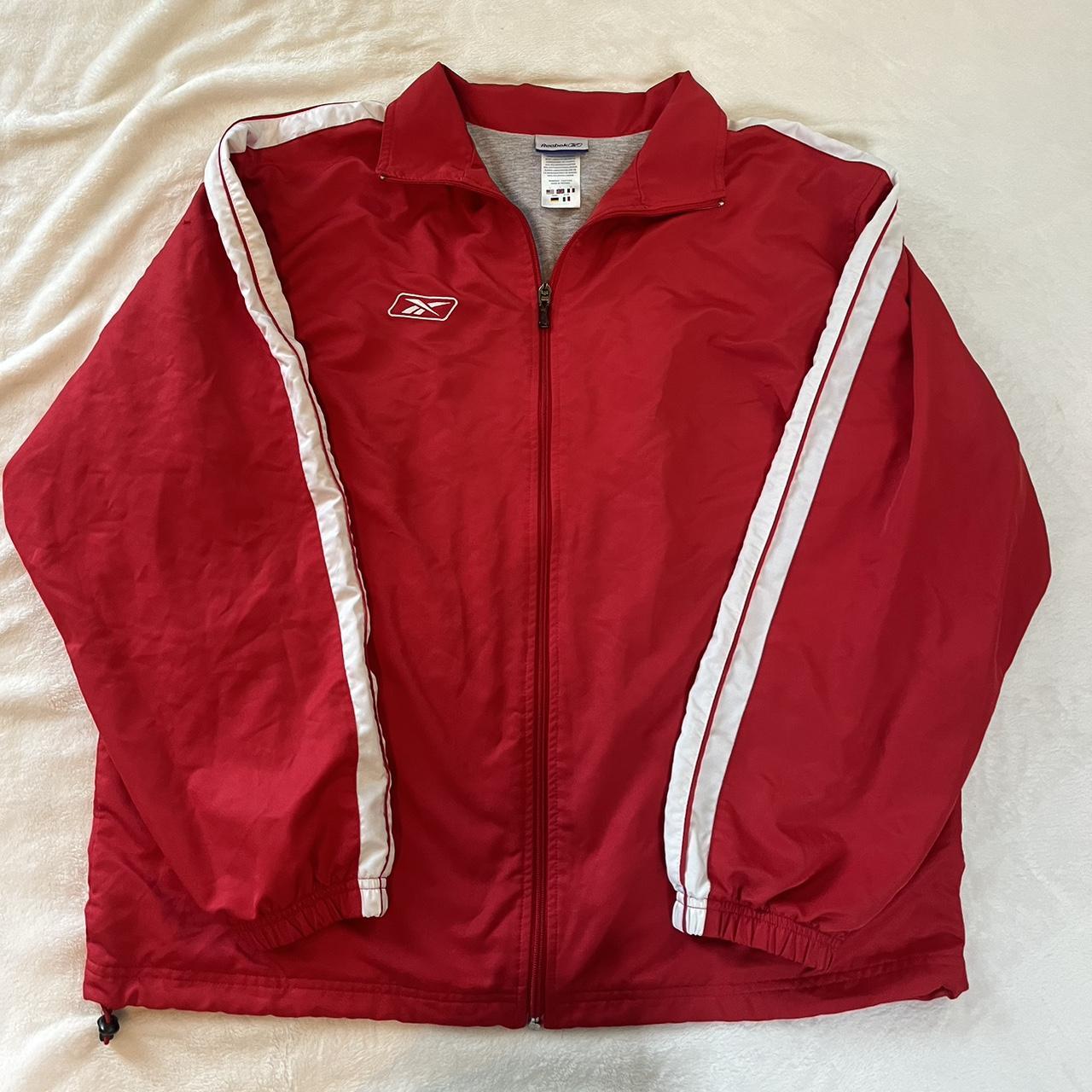 Men’s size large red Reebok zip up jacket vintage - Depop