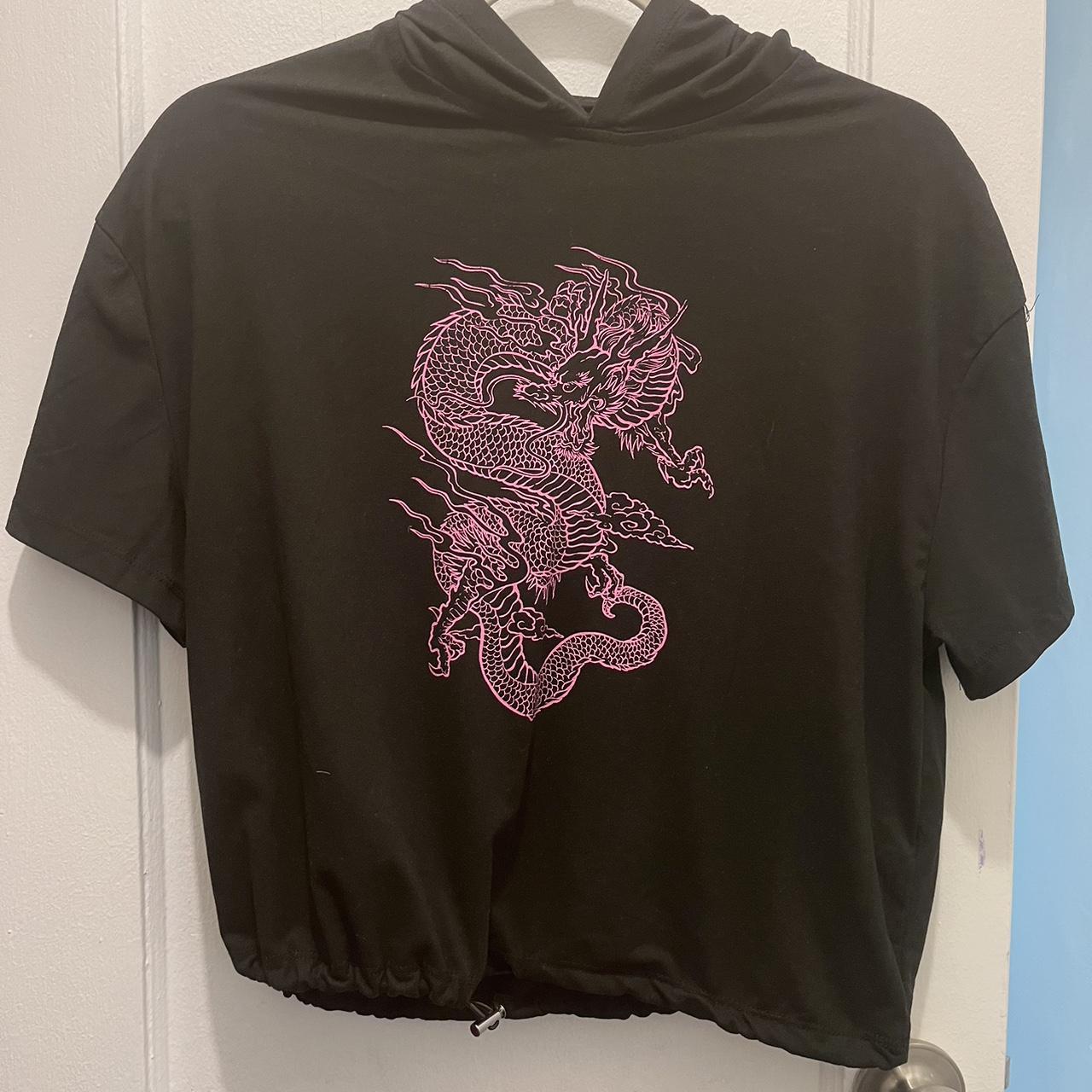 Pink dragon thin hoodie shirt - Depop