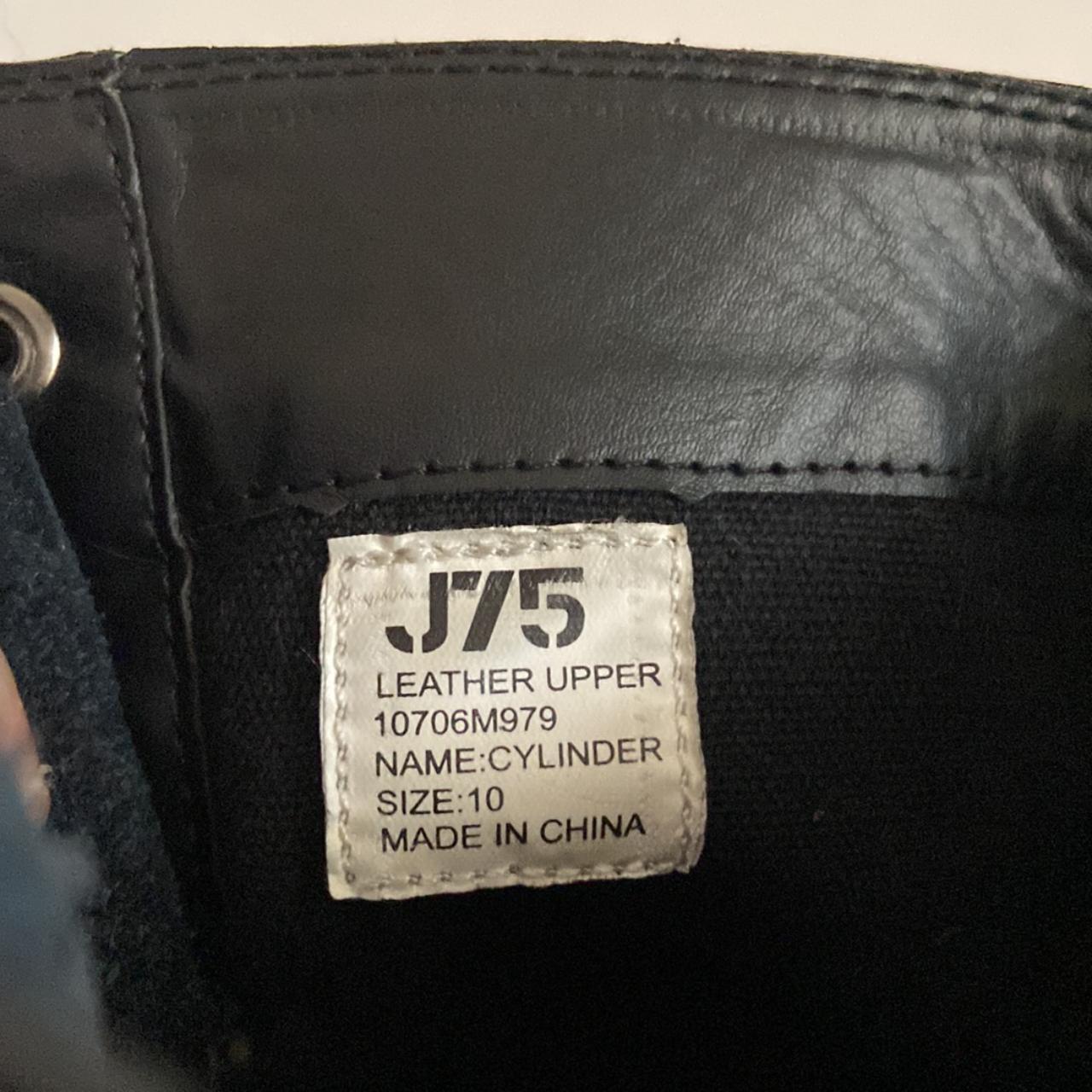 J25 Men's Cylinder Black Leather Moto Boots with... - Depop