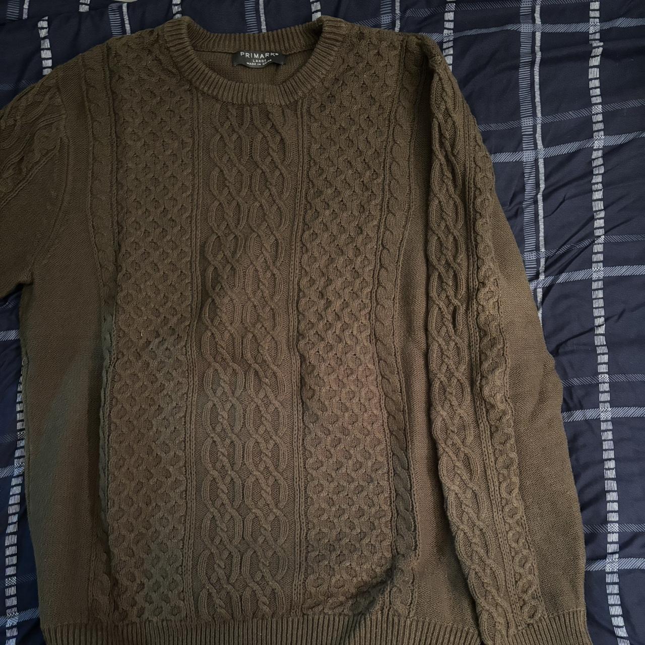 Olive green men’s grandpa sweater , size L from primark - Depop