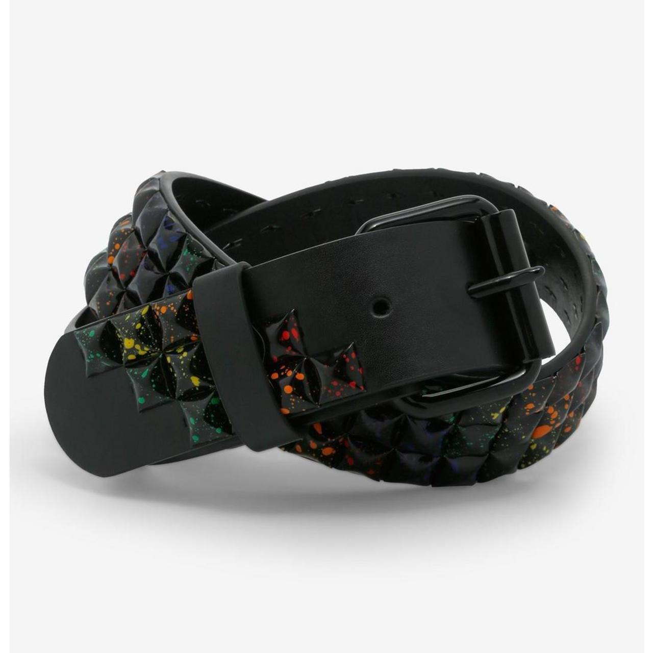 🖤 hot topic pyramid rainbow splattered studded belt!... - Depop