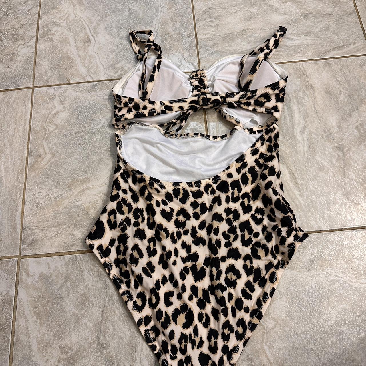 Cheetah print, one piece, bathing suit. Super cute!!... - Depop