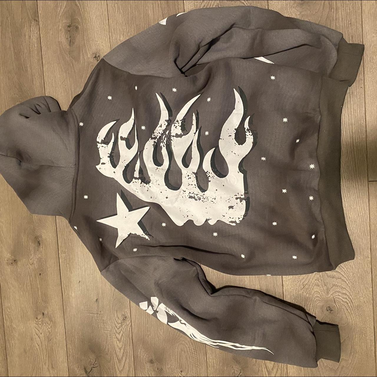 Acid wash gray and white hellstar hoodie size M... - Depop