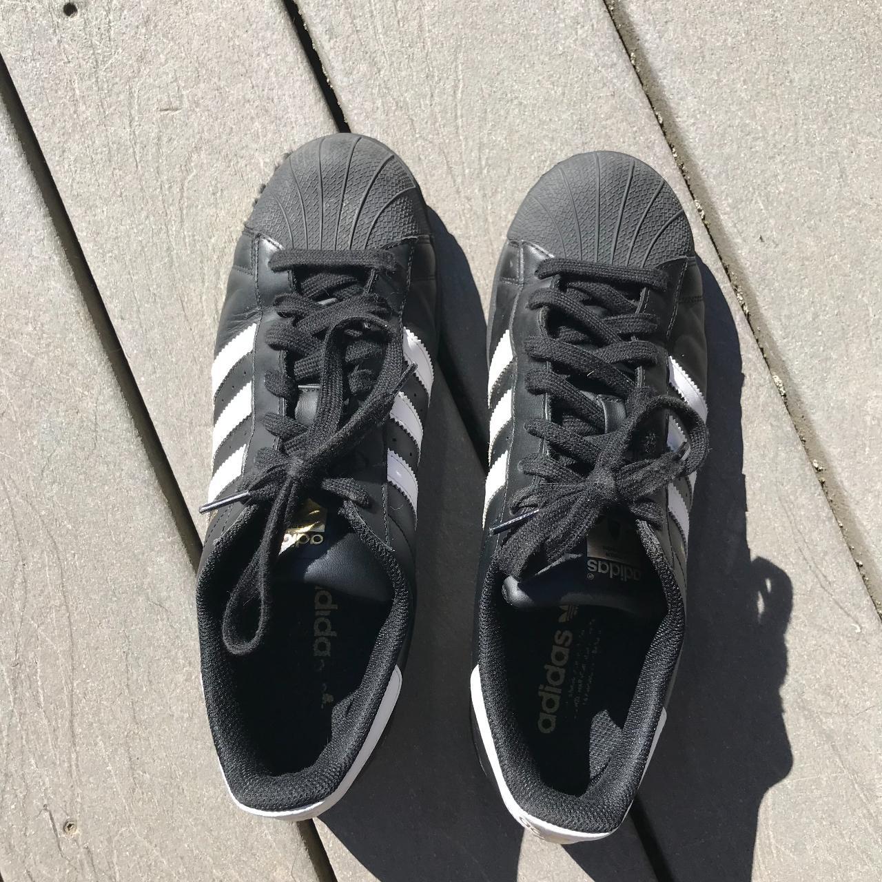 Adidas Superstars Black Men Size 10 Trainers, almost... - Depop