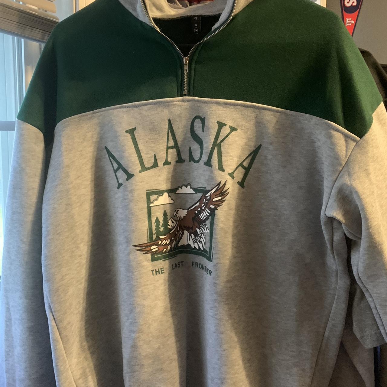 Green and gray Alaskan pullover sweater - Depop