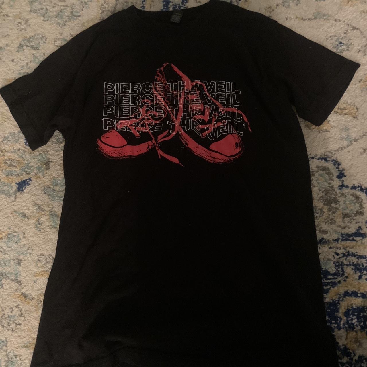 thrifted black & red pierce the veil graphic tee - Depop