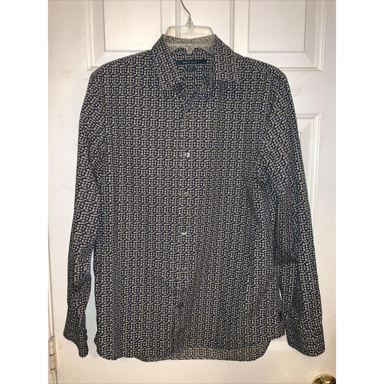 Perry Ellis Shirt Mens M Long Sleeve Button Up Print... - Depop