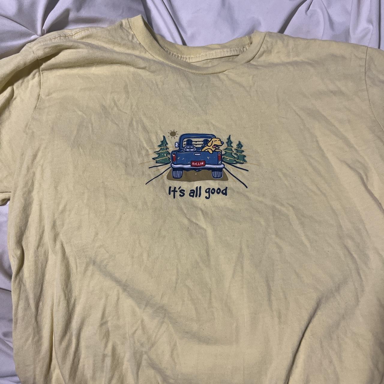 Yellow life is good tee (positivitees) Size... - Depop