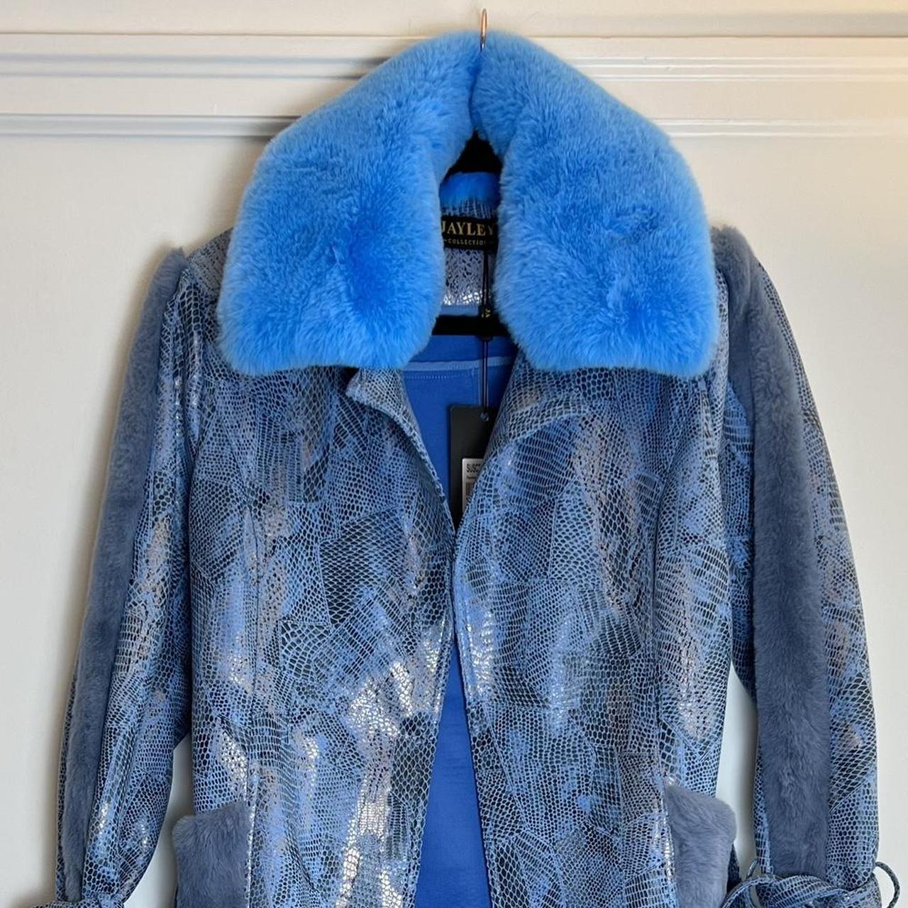 Jayley Collection -faux snake print emma coat -blue... - Depop