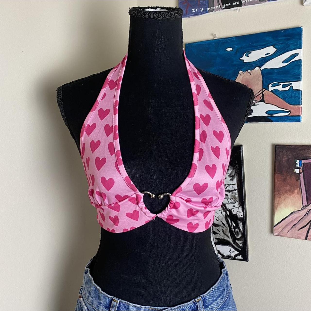 pink heart top xsmall-small - Depop