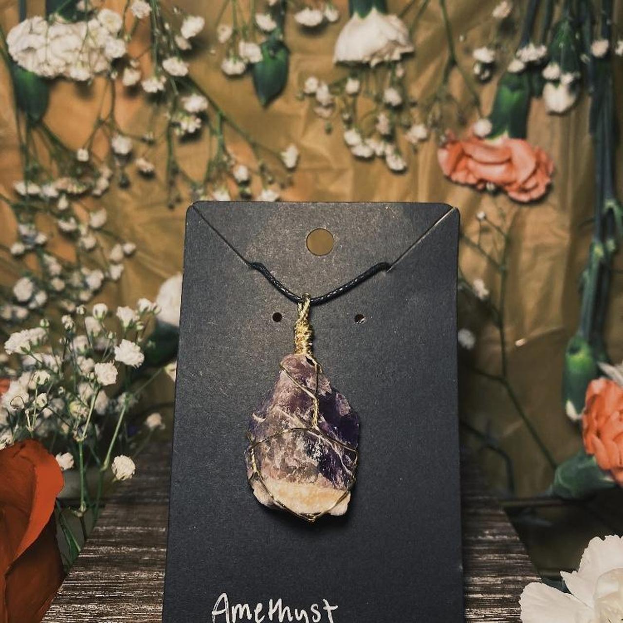 Handmade amethyst crystal necklace #crystals #hippie... - Depop