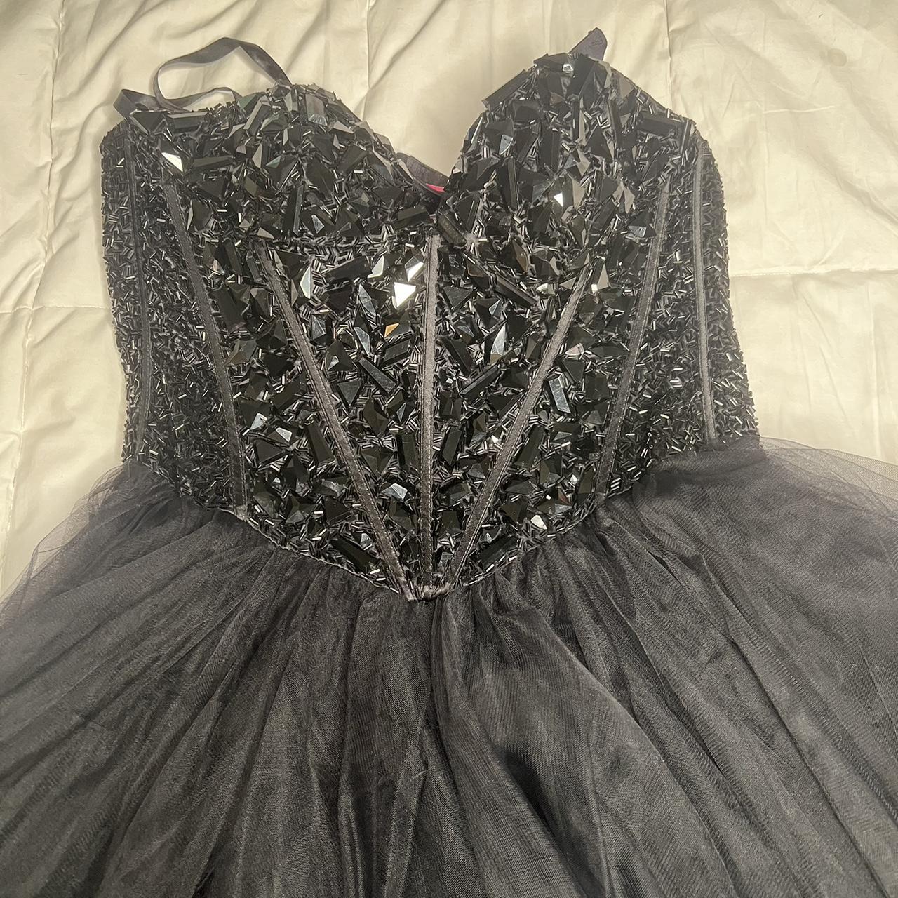 Beautiful black rhinestone dress! Only worn once for... - Depop