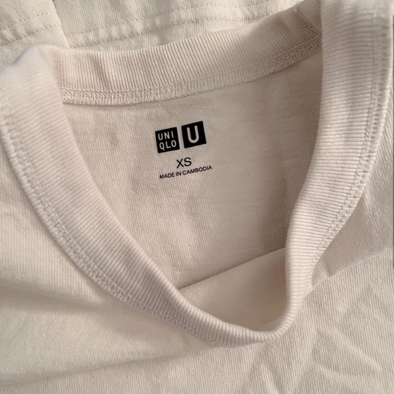UNIQLO Basic Tee in Creamy Good Condition Size:... - Depop