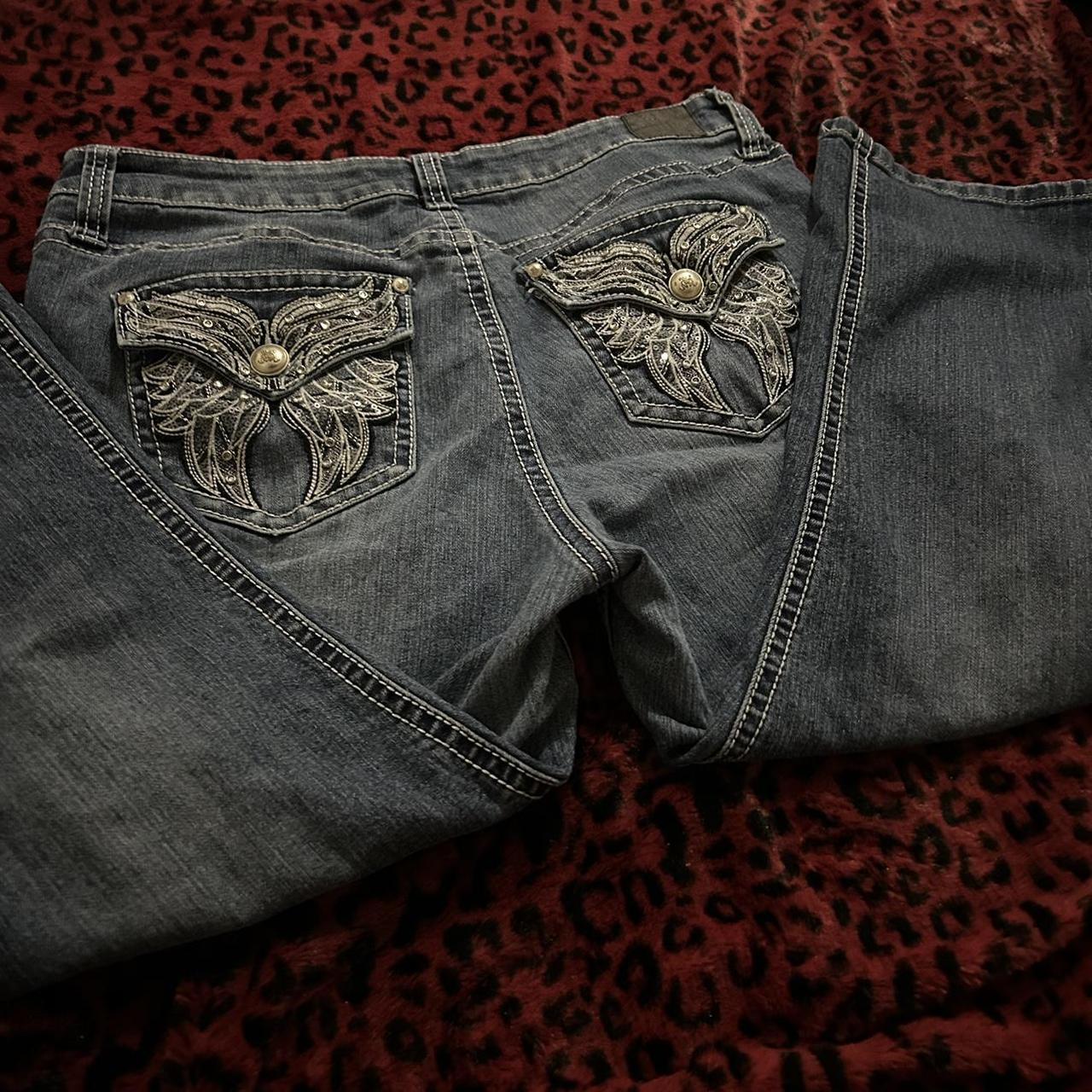 (not miss me’s) cute love x indigo angel wing jeans... - Depop