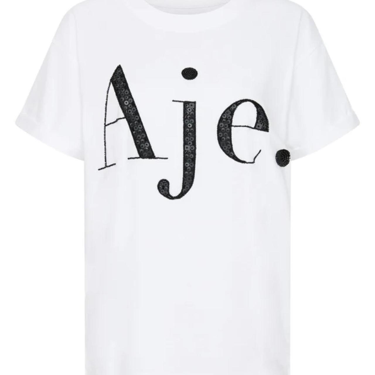 Aje. Classic Embellished Logo Tee in White Size... - Depop