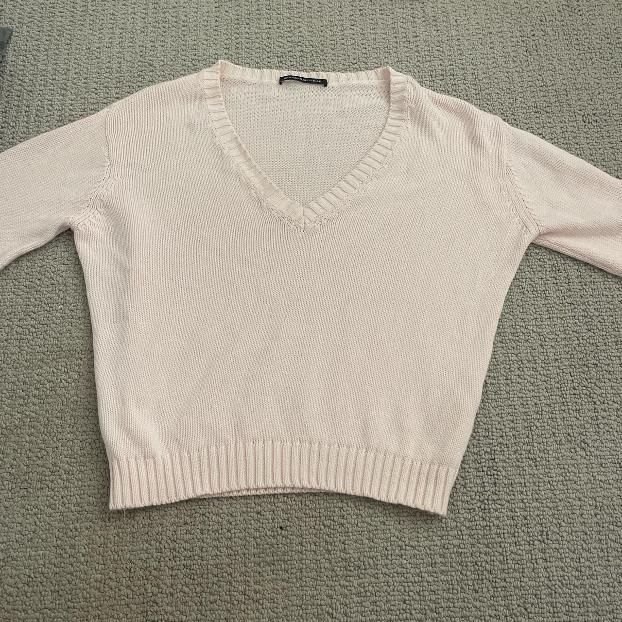 Brandy Melville V-Neck Pink Sweater - Depop
