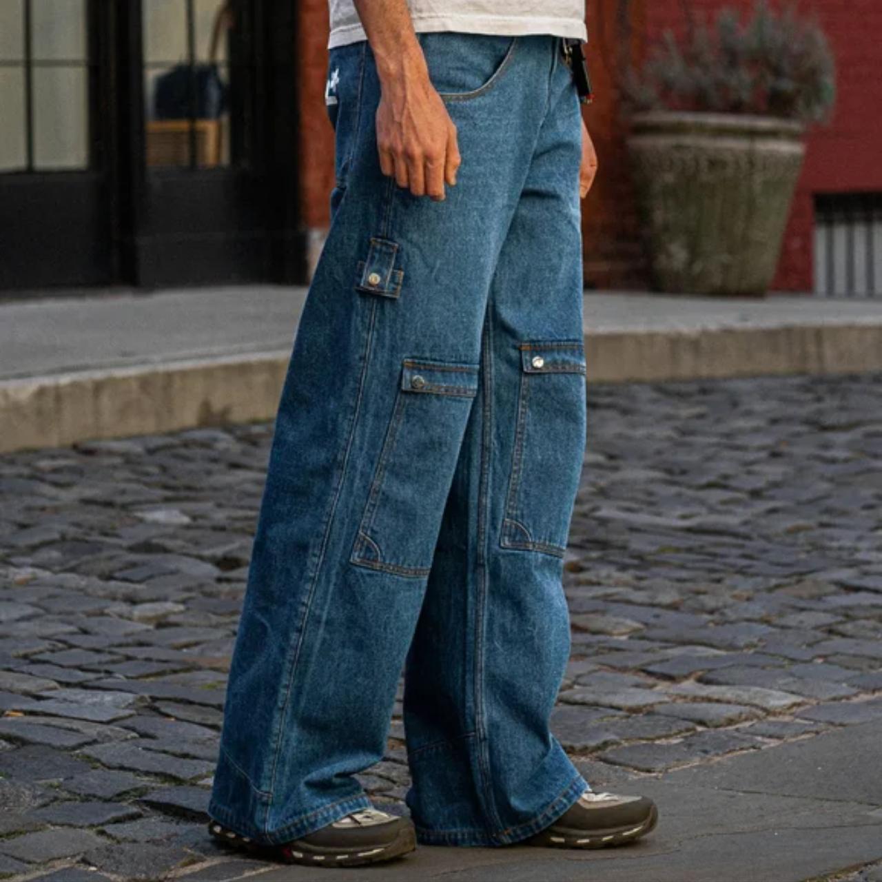 Liquid Lagoon Cargo Skater Blue Jeans Sold Out... - Depop