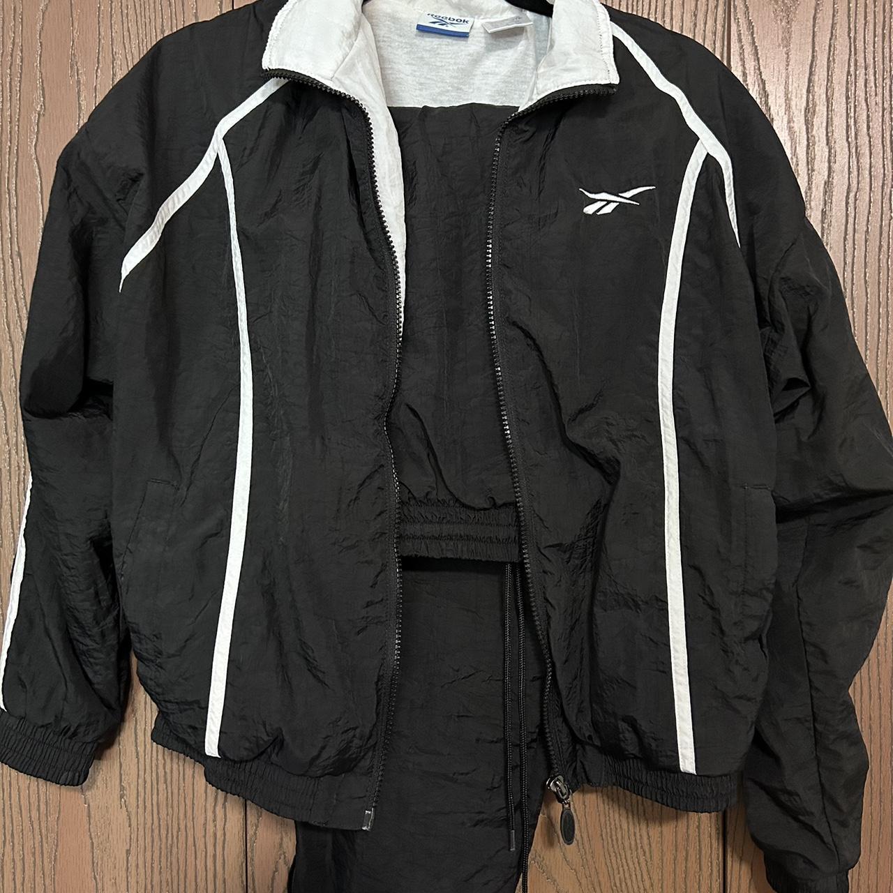 90s Vintage Black Reebok Tracksuit!! Matching Top... - Depop