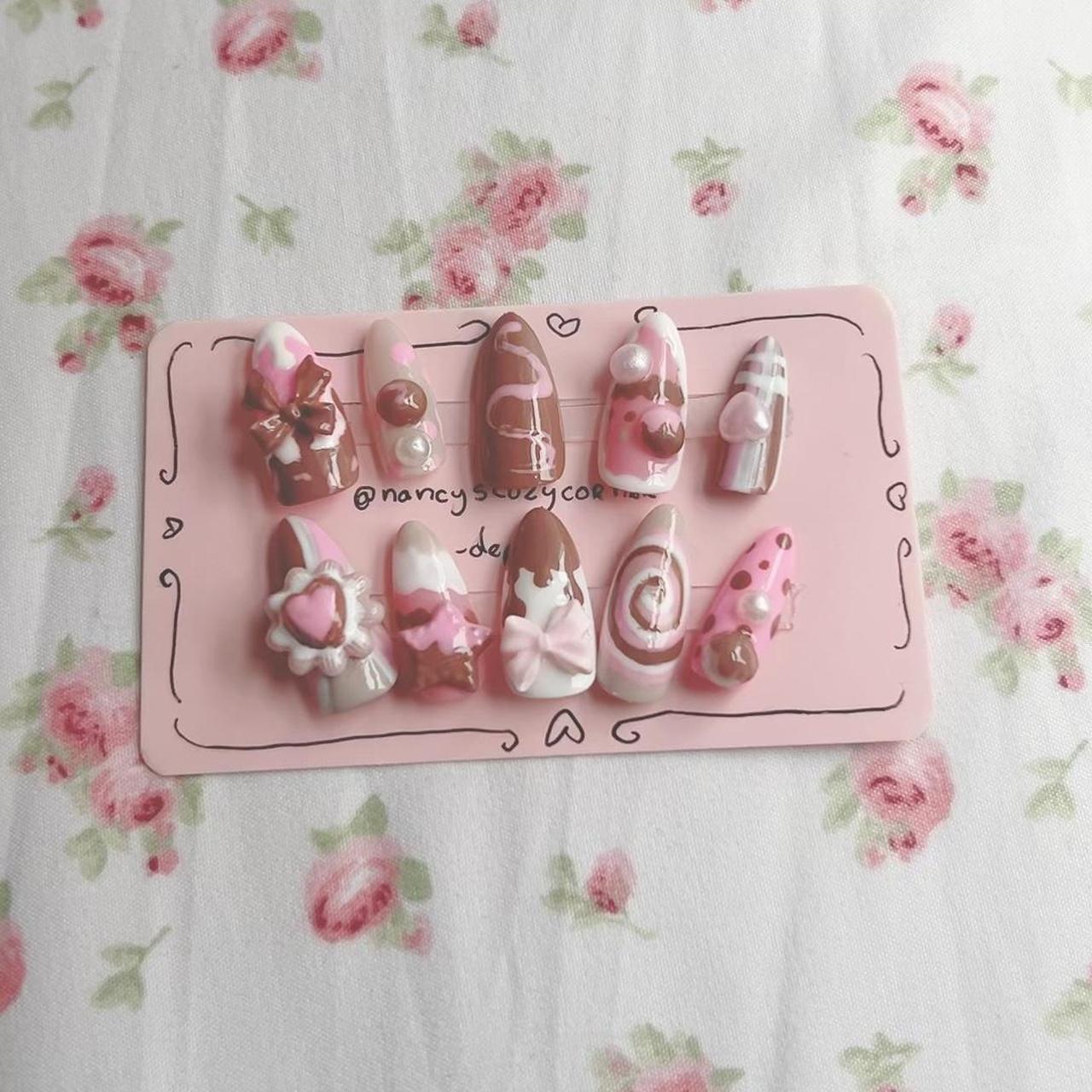 Pastel Neapolitan pink nail art set THEY ARE... | Depop