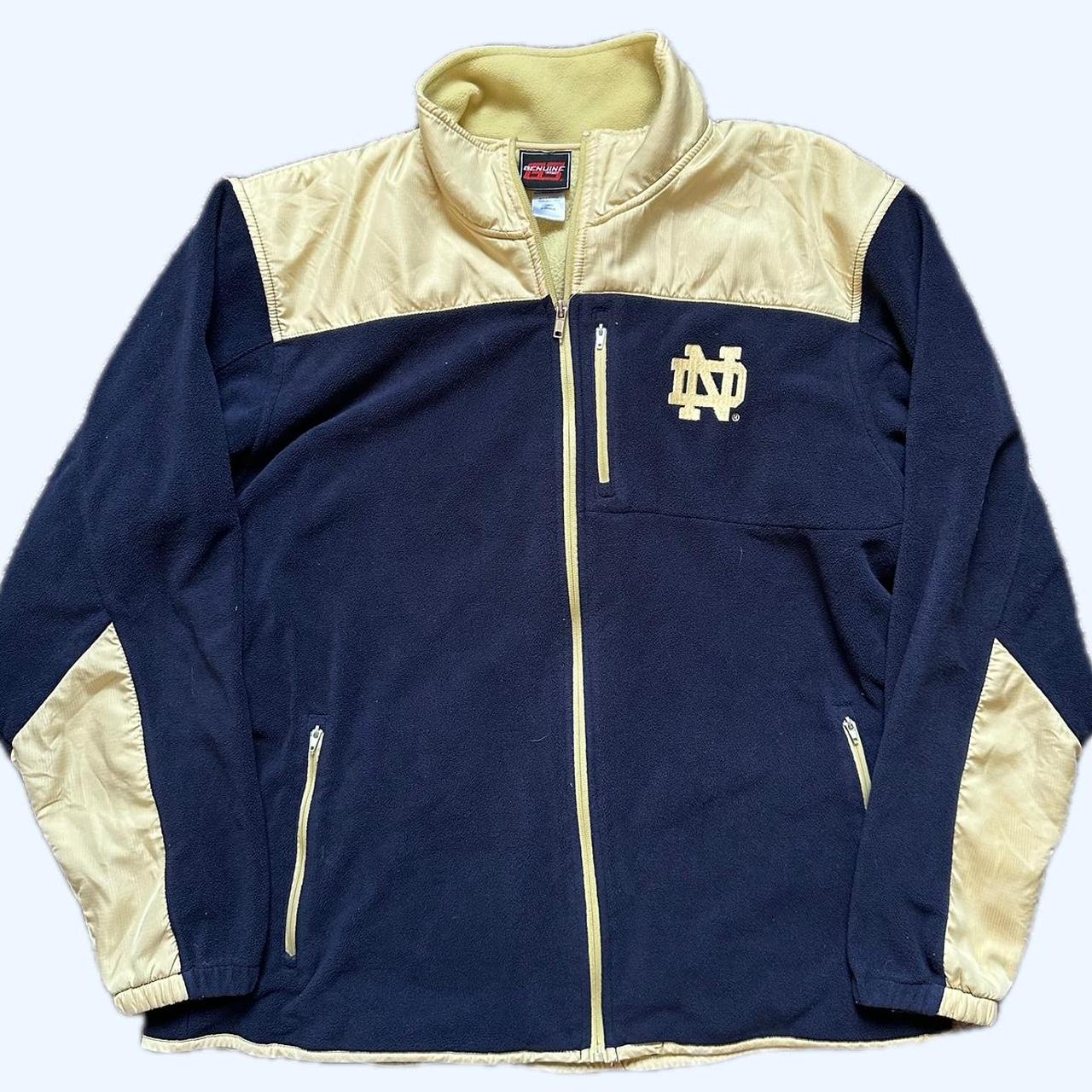 Vintage Notre Dame Embroidered Fleece Jacket No flaws - Depop