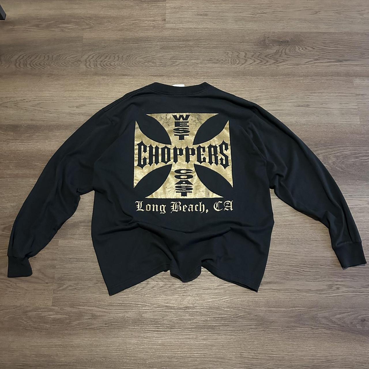 Vintage/Y2K West Coast Choppers Balck and Gold Logo... - Depop