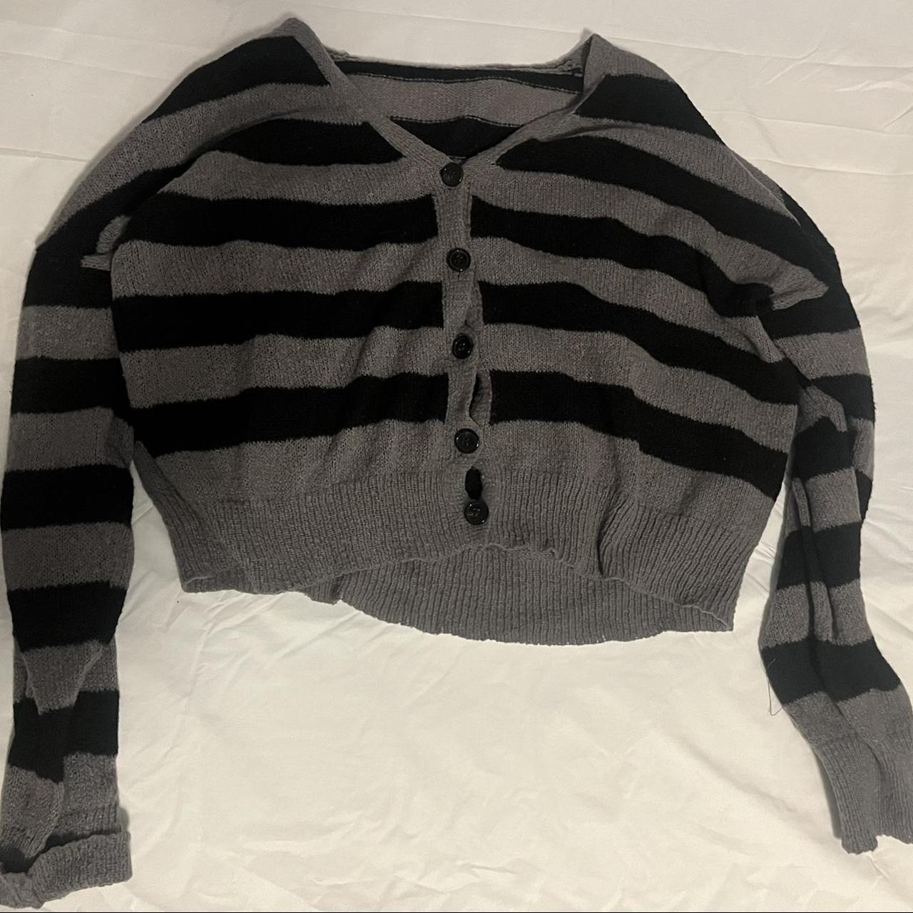 long sleeve soft black and grey cardigan for tha emo... - Depop
