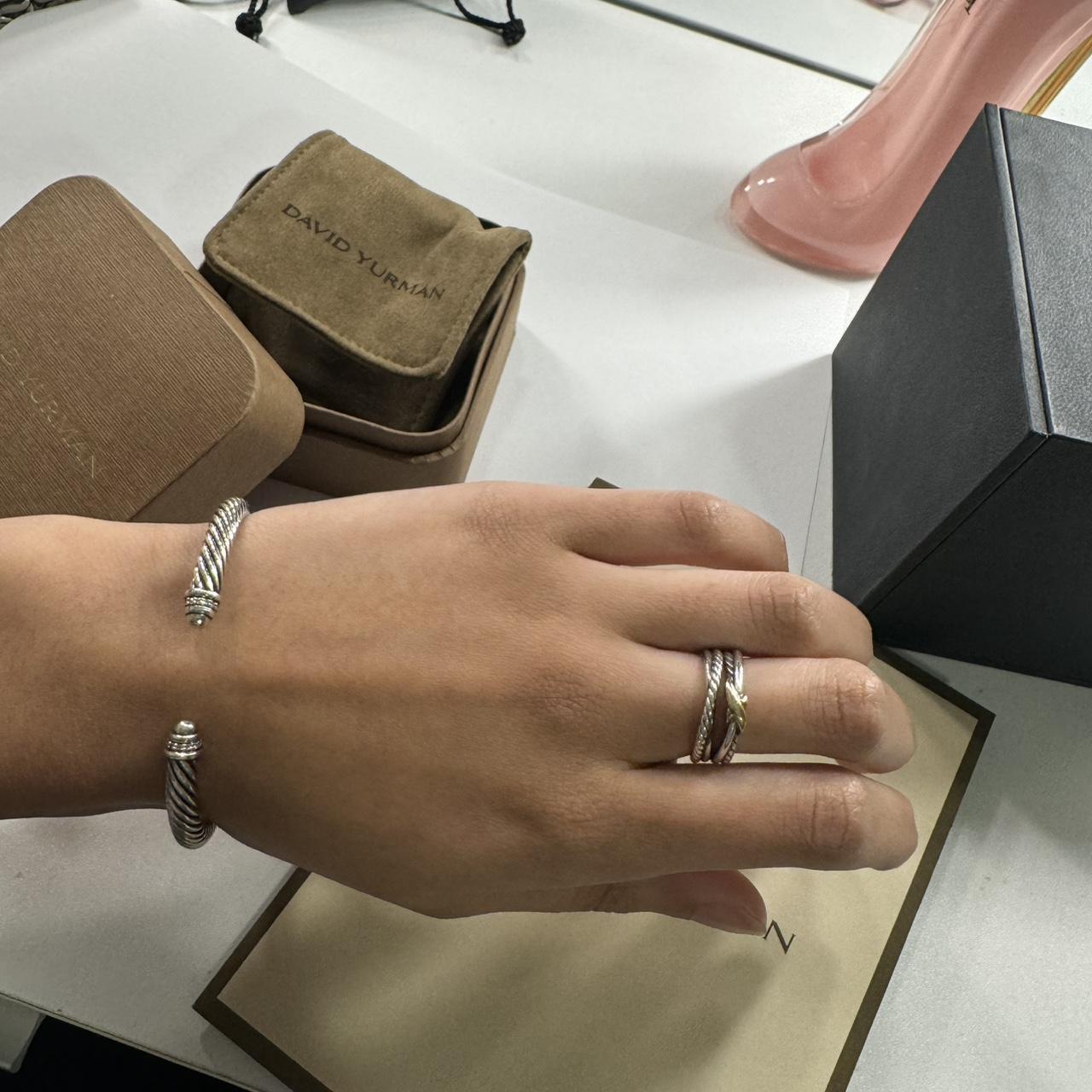 David Yurman 6mm x crossover ring in silver with 18k... - Depop