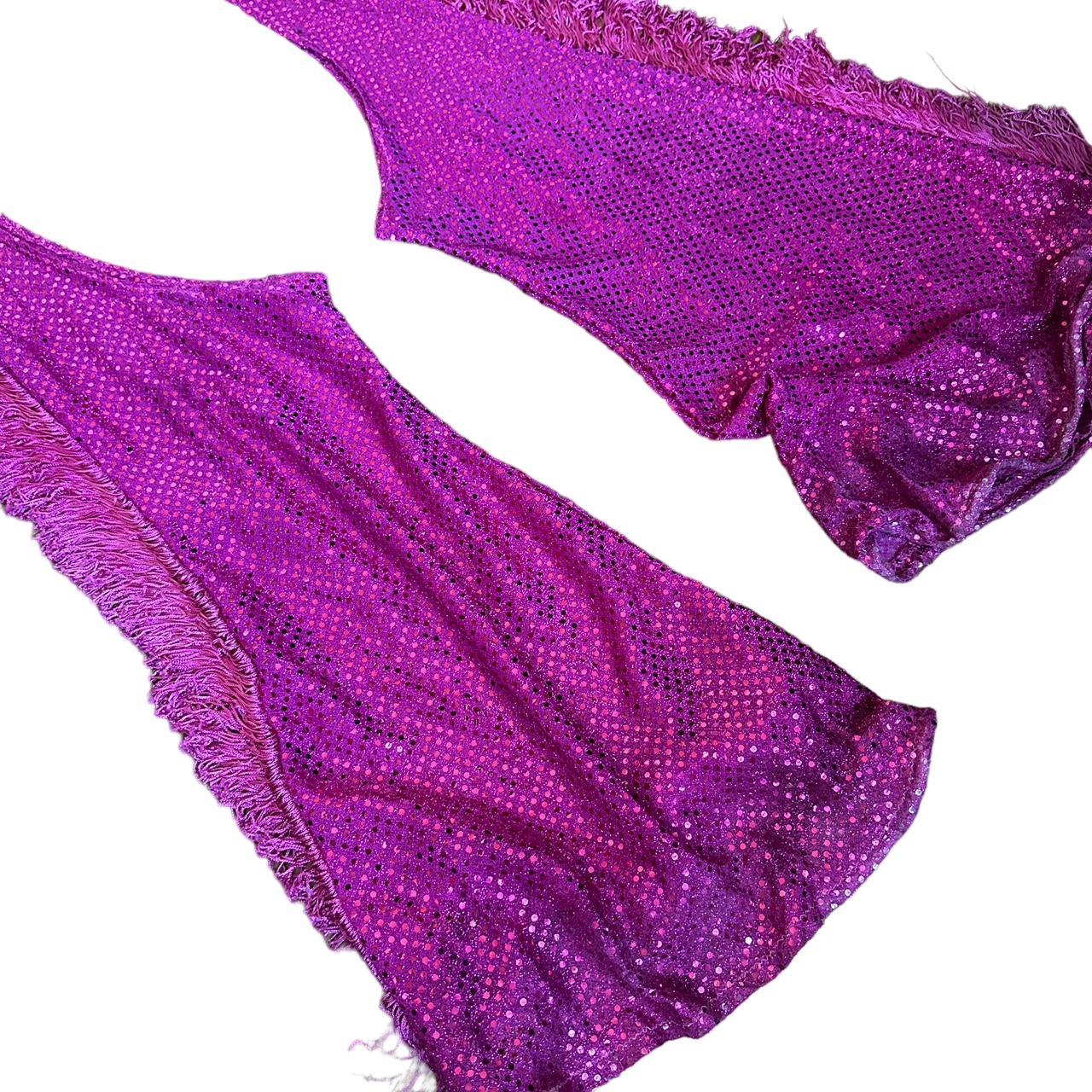 Sequin and fringe hot pink chaps, made by me. High... - Depop