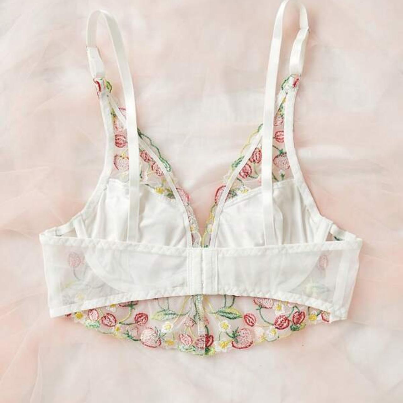 Cherry Print Underwire Bra! Color: Multicolor... - Depop