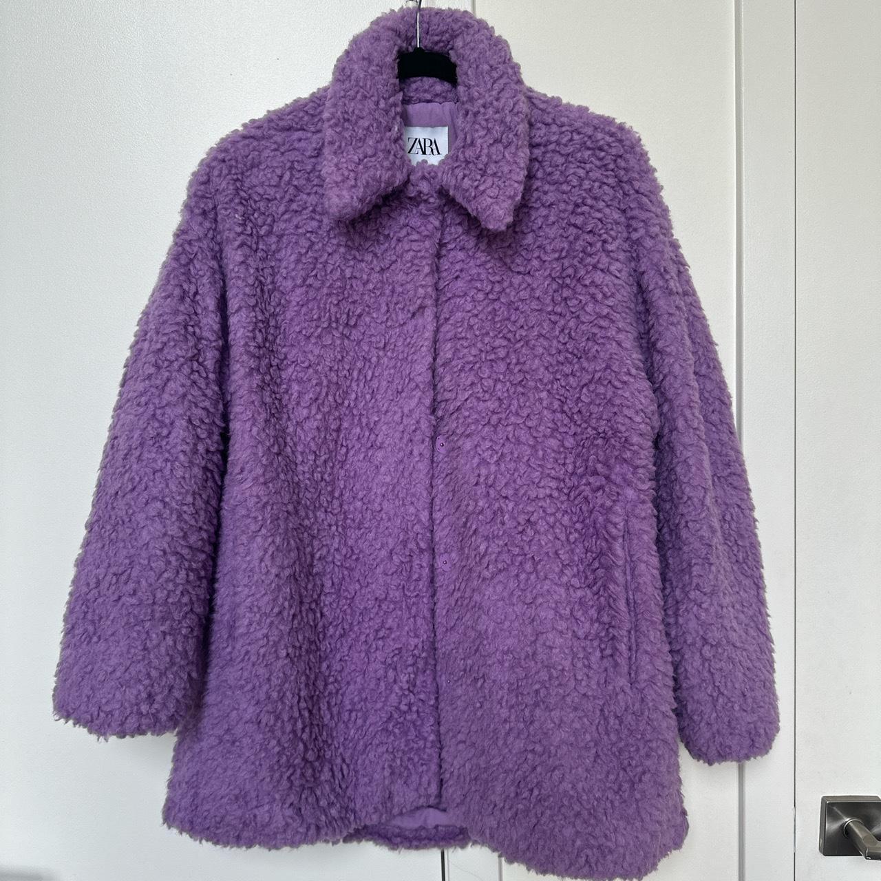 fluffy purple coat, very warm and cozy. XS but fits... - Depop