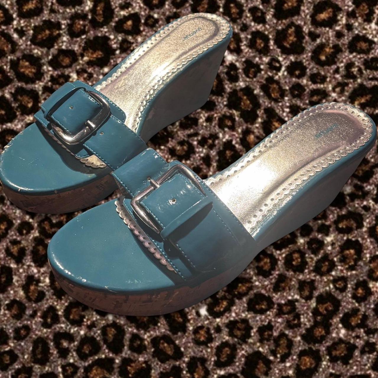 super cute y2k wedge sandals with buckles, has a... | Depop