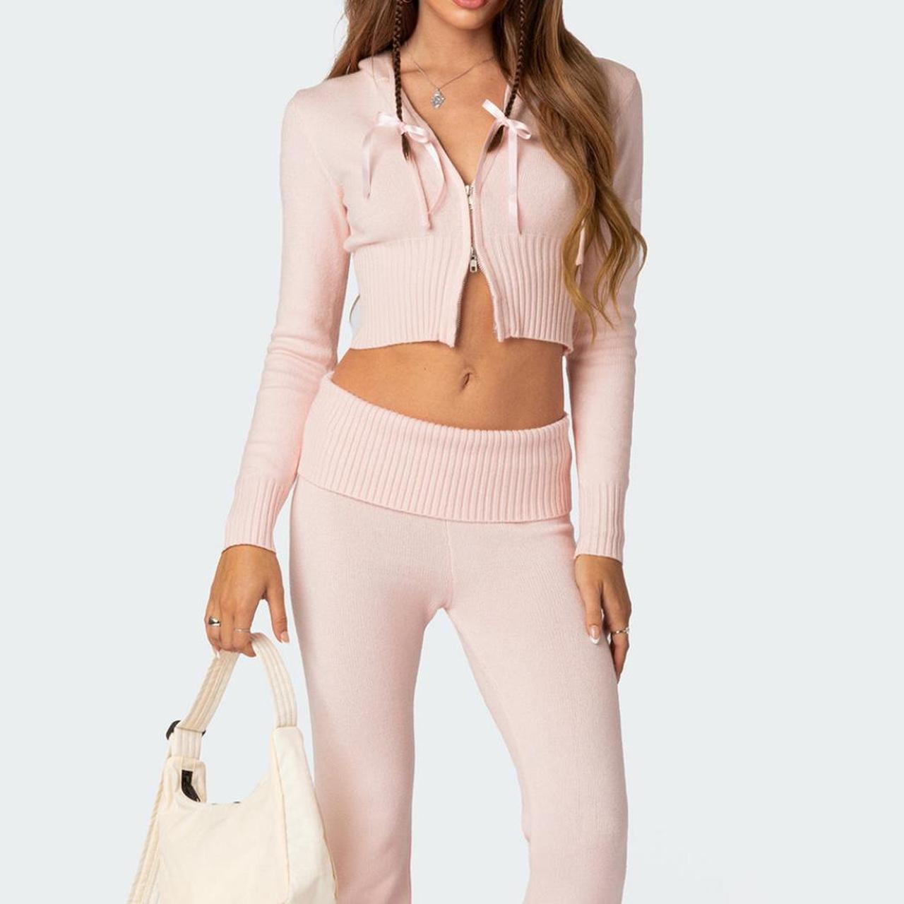 edikted pink knitted zip up! perf condition only... | Depop