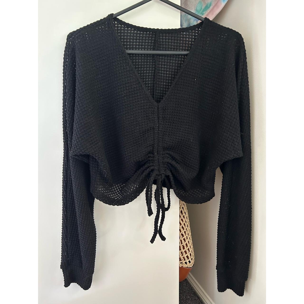 Drawstring ruched front crop top Worn once in... - Depop