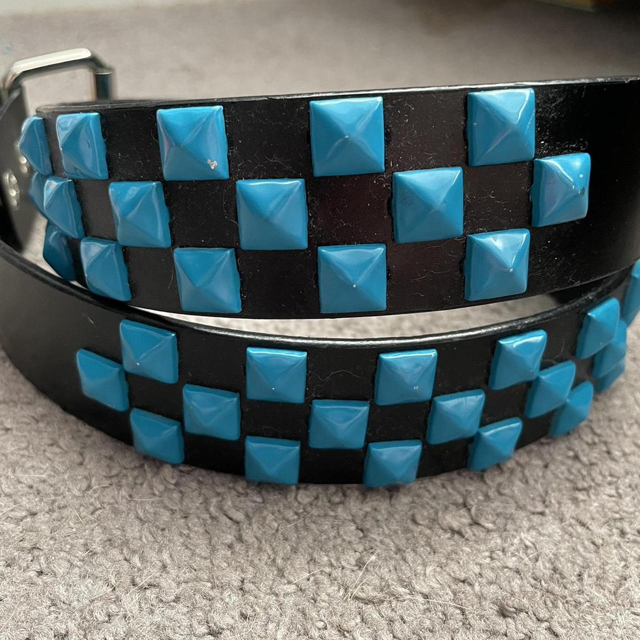 blue and black studded belt ₊⊹₊⋆ ☠︎︎ ⋆₊ ⊹ - size... - Depop