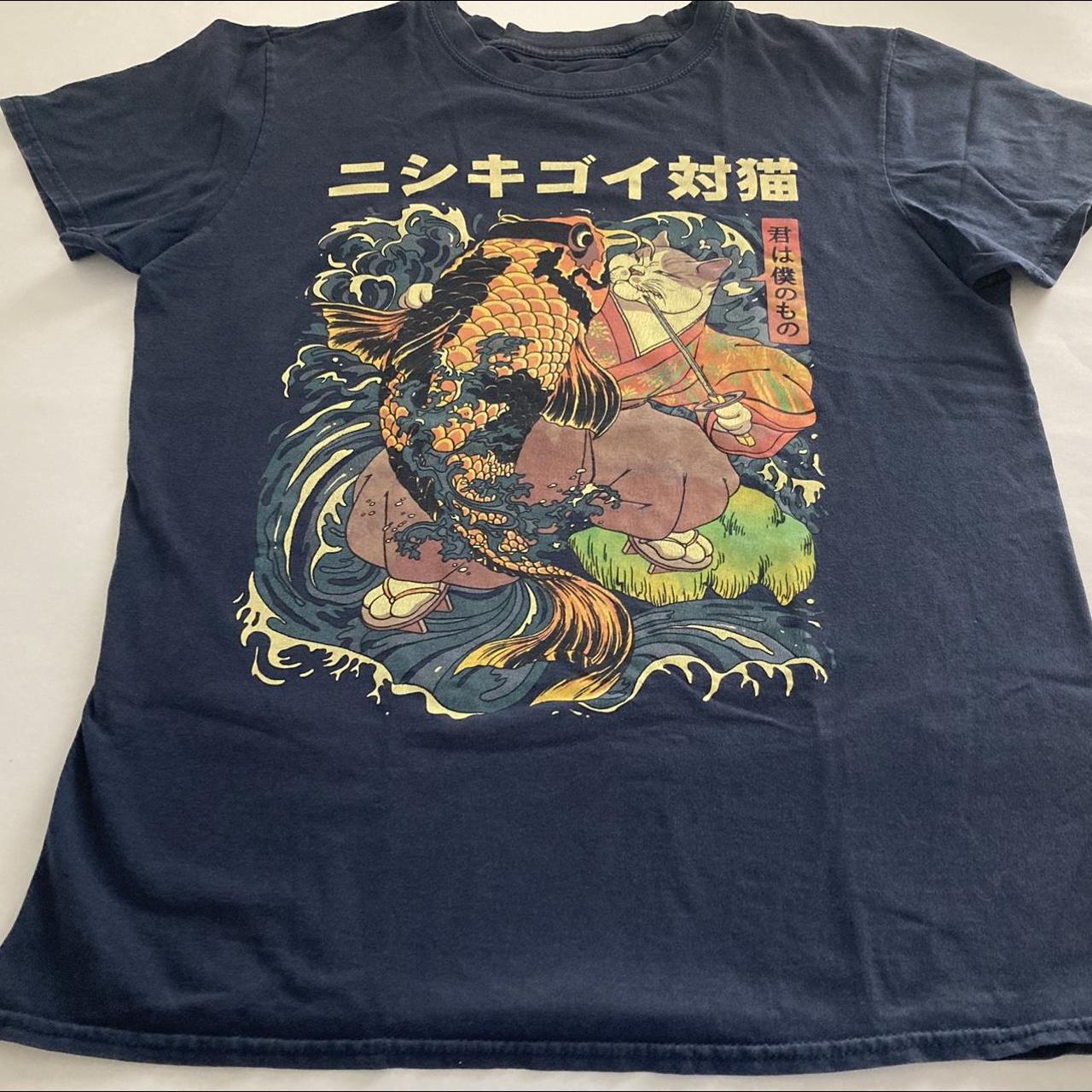 Threadless The Cat and the Koi T-shirt Size-M 100%... - Depop