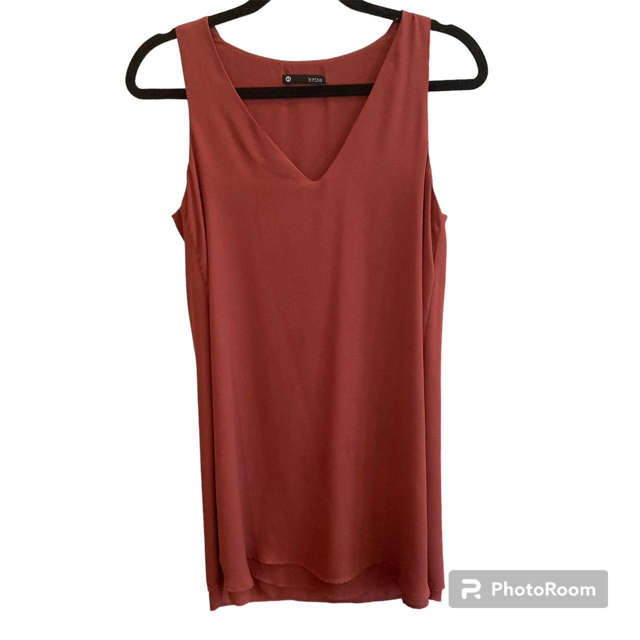 Krisa Terracotta V Neck Sleeveless Lined Sheath... - Depop