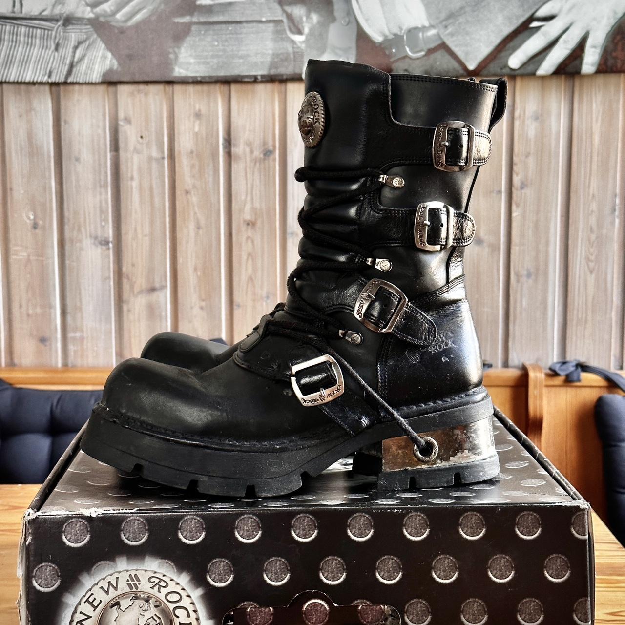 New Rock Boots Metallic Reactor Series Black Worn... - Depop
