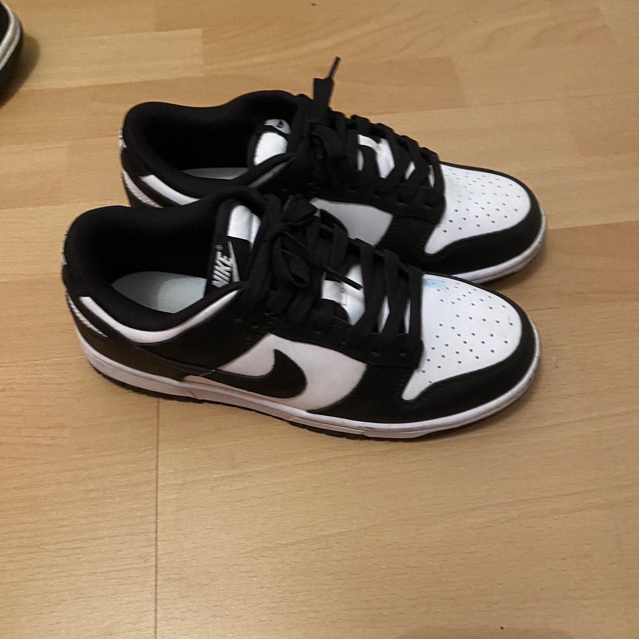 size 5.5 panda dunks blue stain on top of shoe,... - Depop