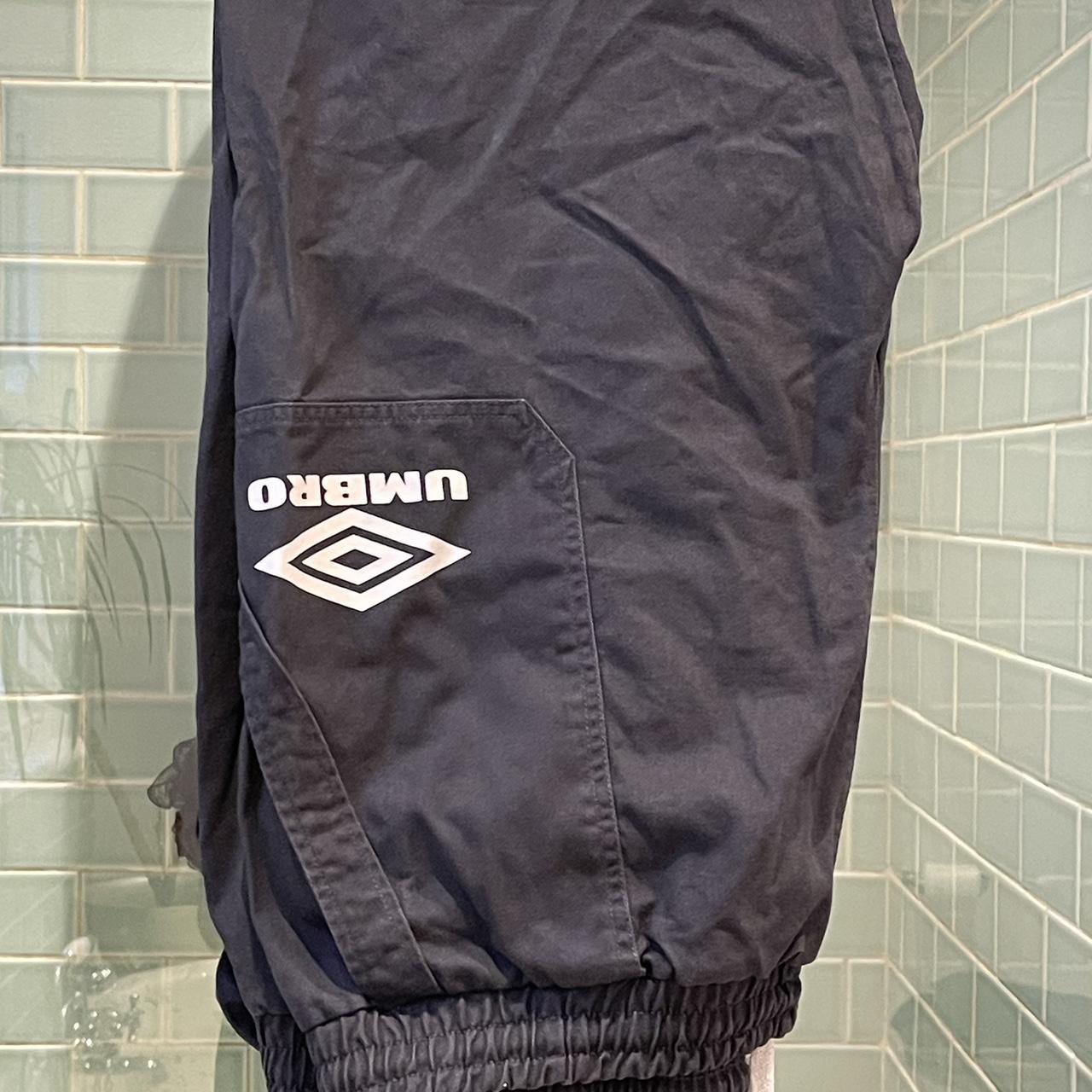 Umbro grey and white canvas tracksuit bottoms.... - Depop