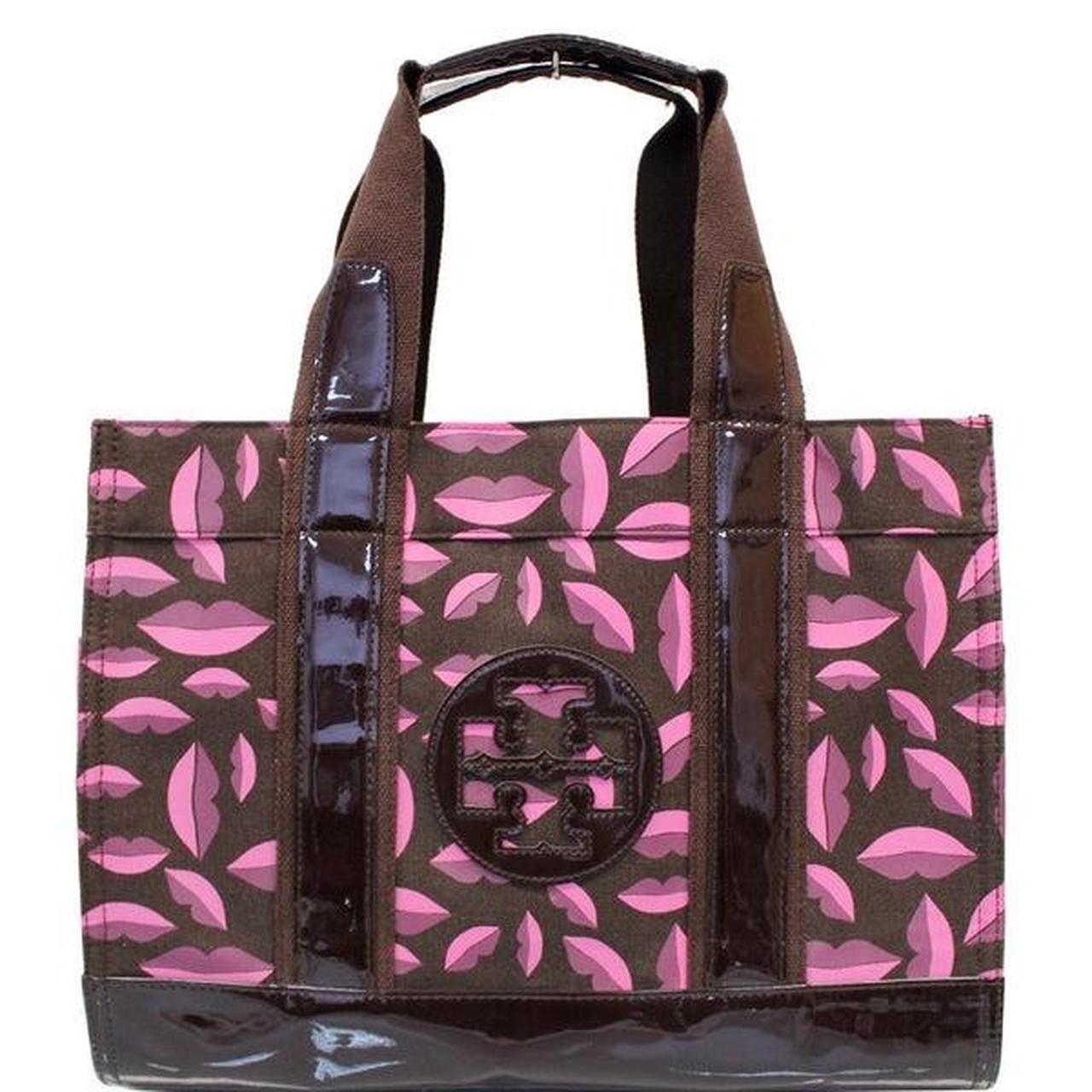 Rare Tory Burch Ella Lips pink tote bag, patent... - Depop